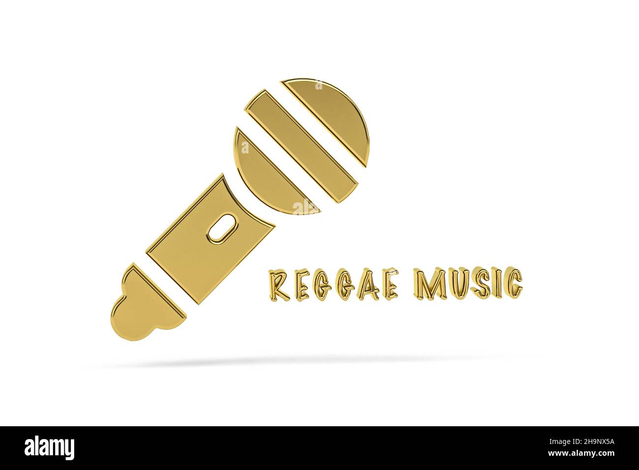 Golden 3d reggae music icon isolated on white background - 3d render ...
