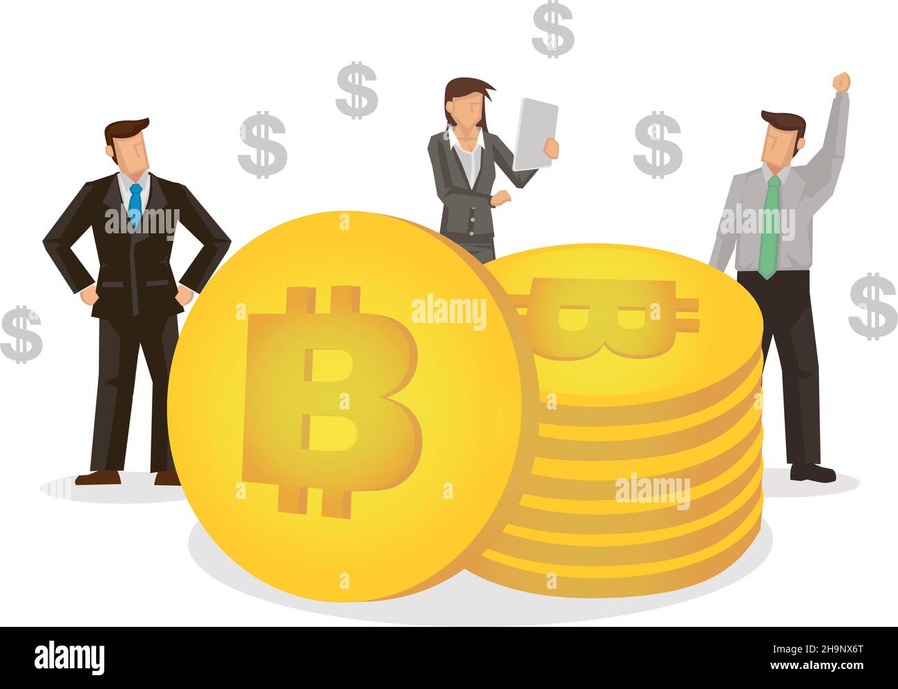 Businessmen seeing the Bitcoin value. Financial and business concept of ...