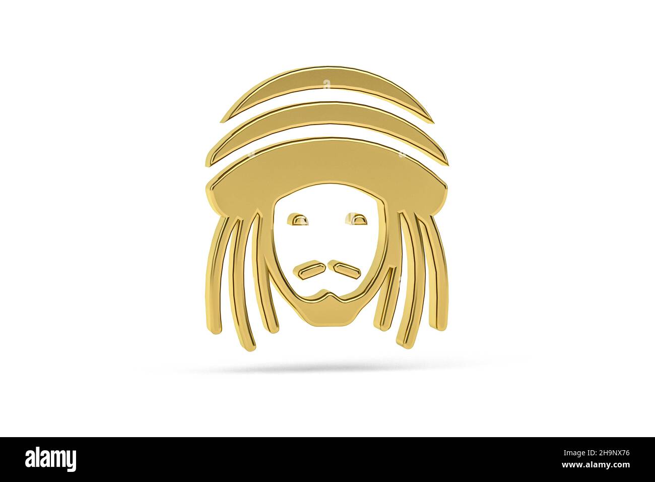 Golden 3d reggae music icon isolated on white background - 3d render ...