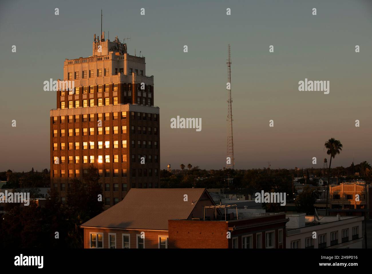 Sunset view of downtown Stockton, California, USA Stock Photo - Alamy