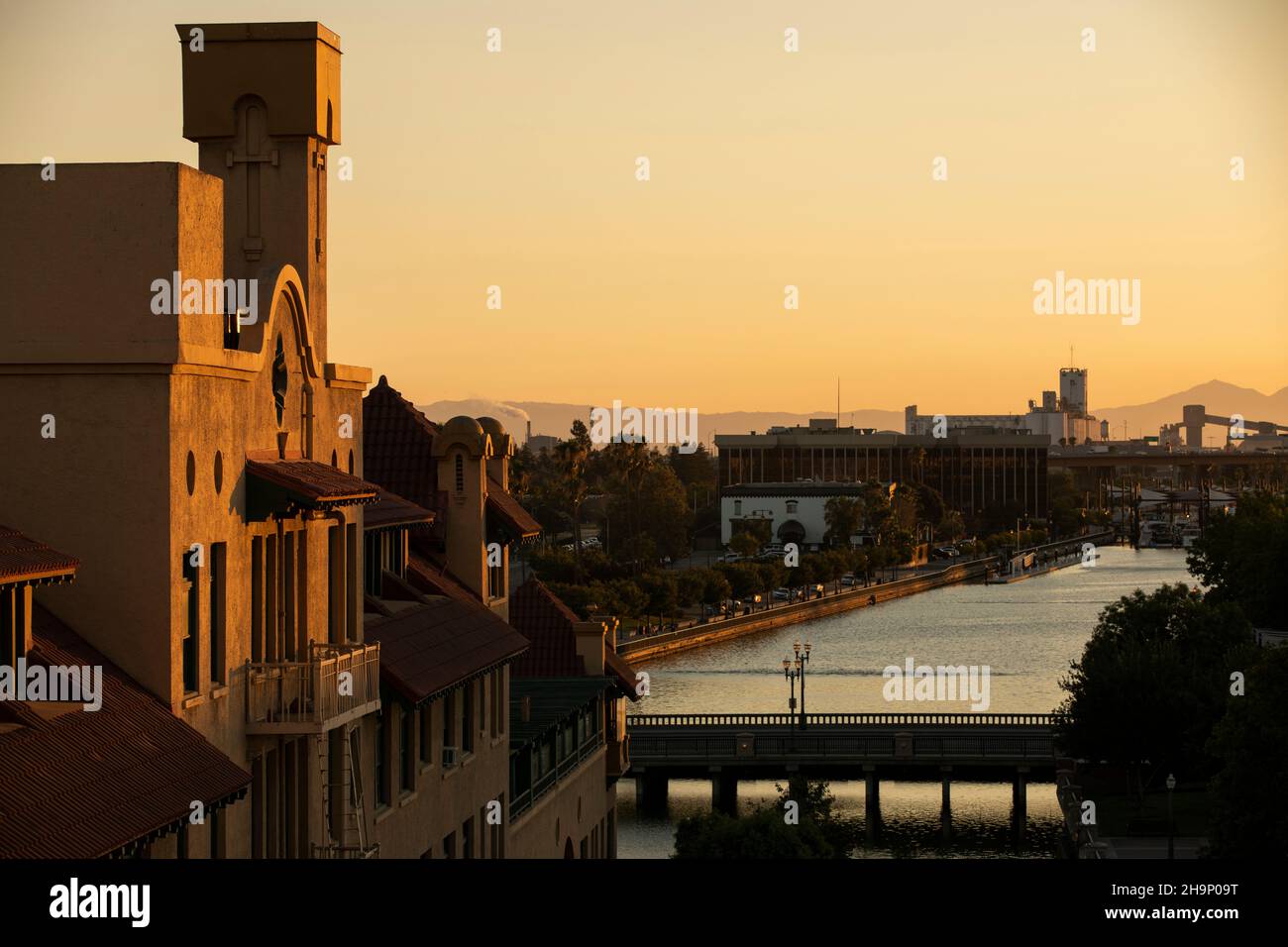 Sunset view of downtown Stockton, California, USA Stock Photo - Alamy