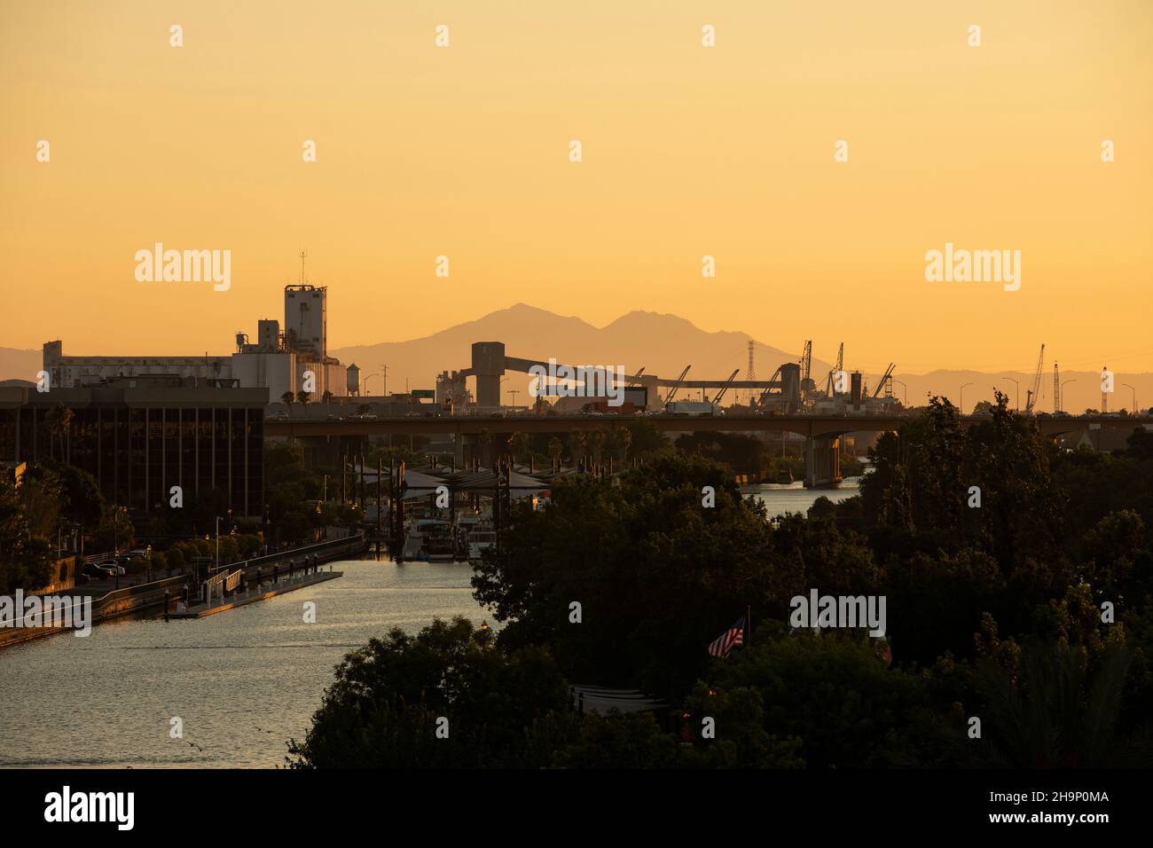 Sunset view of downtown Stockton, California, USA Stock Photo - Alamy