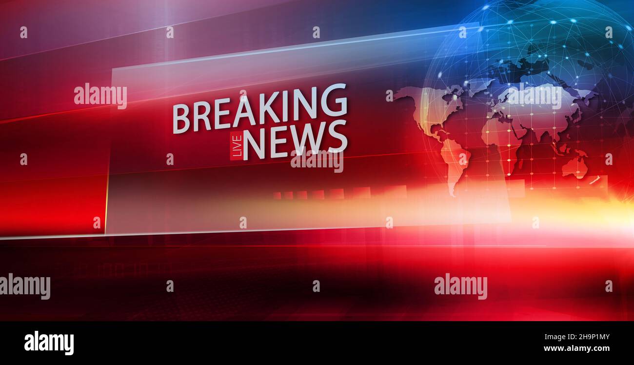 3D rendering of a colorful graphical background with "breaking news ...