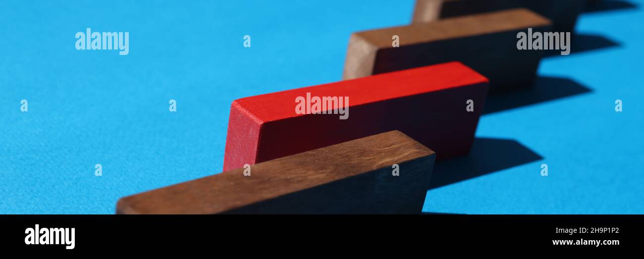 Step to success in business model with one red wooden block in shape of ...