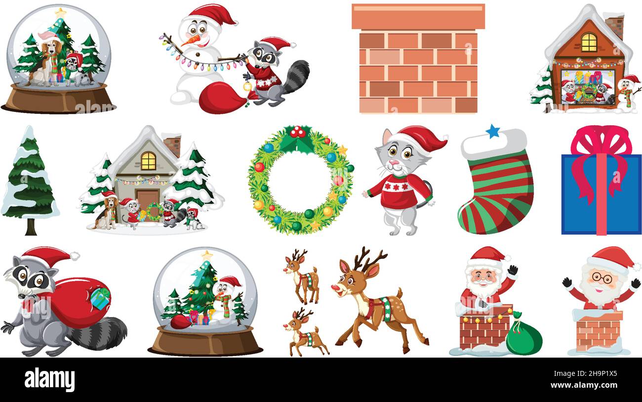 Isolated Christmas objects set illustration Stock Vector Image & Art ...