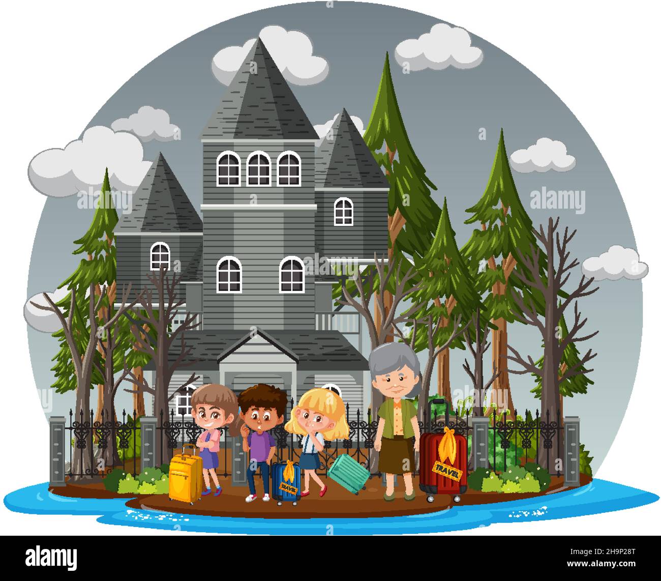 Spooky haunted house facade Stock Vector Images - Alamy