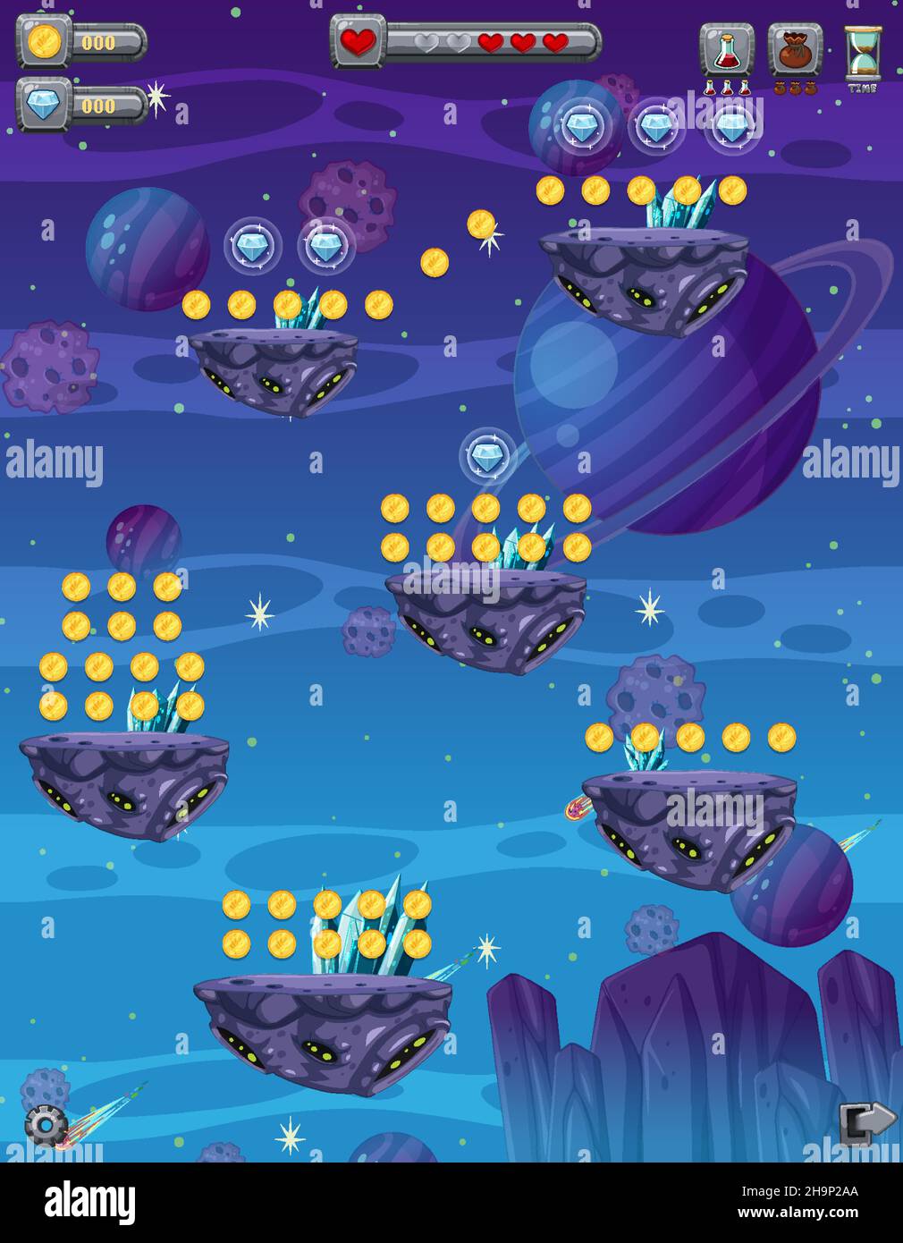 A Game Template Galaxy Space Scene illustration Stock Vector Image ...