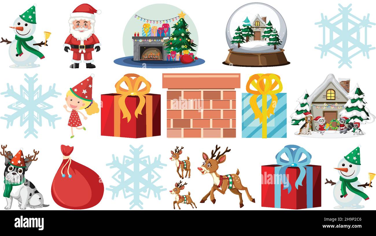 Set of isolated objects of christmas theme illustration Stock Vector ...