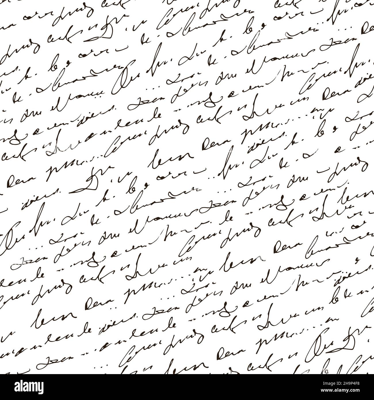 Handwritten Abstract Text Scribbles Vector Seamless Pattern Vector Monochrome Script Isolated