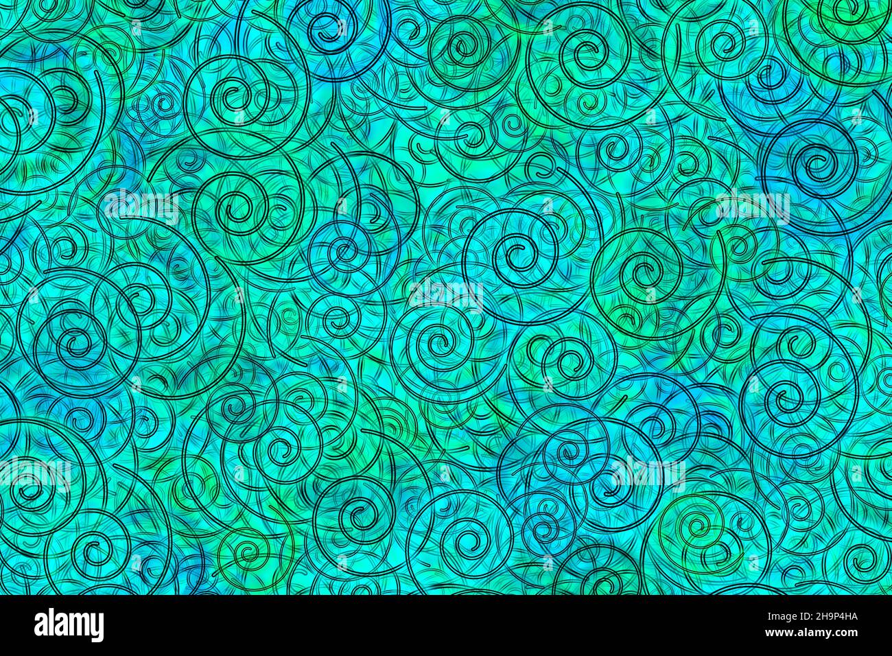 Abstract illustration of layers of different size spirals on a pastel ...