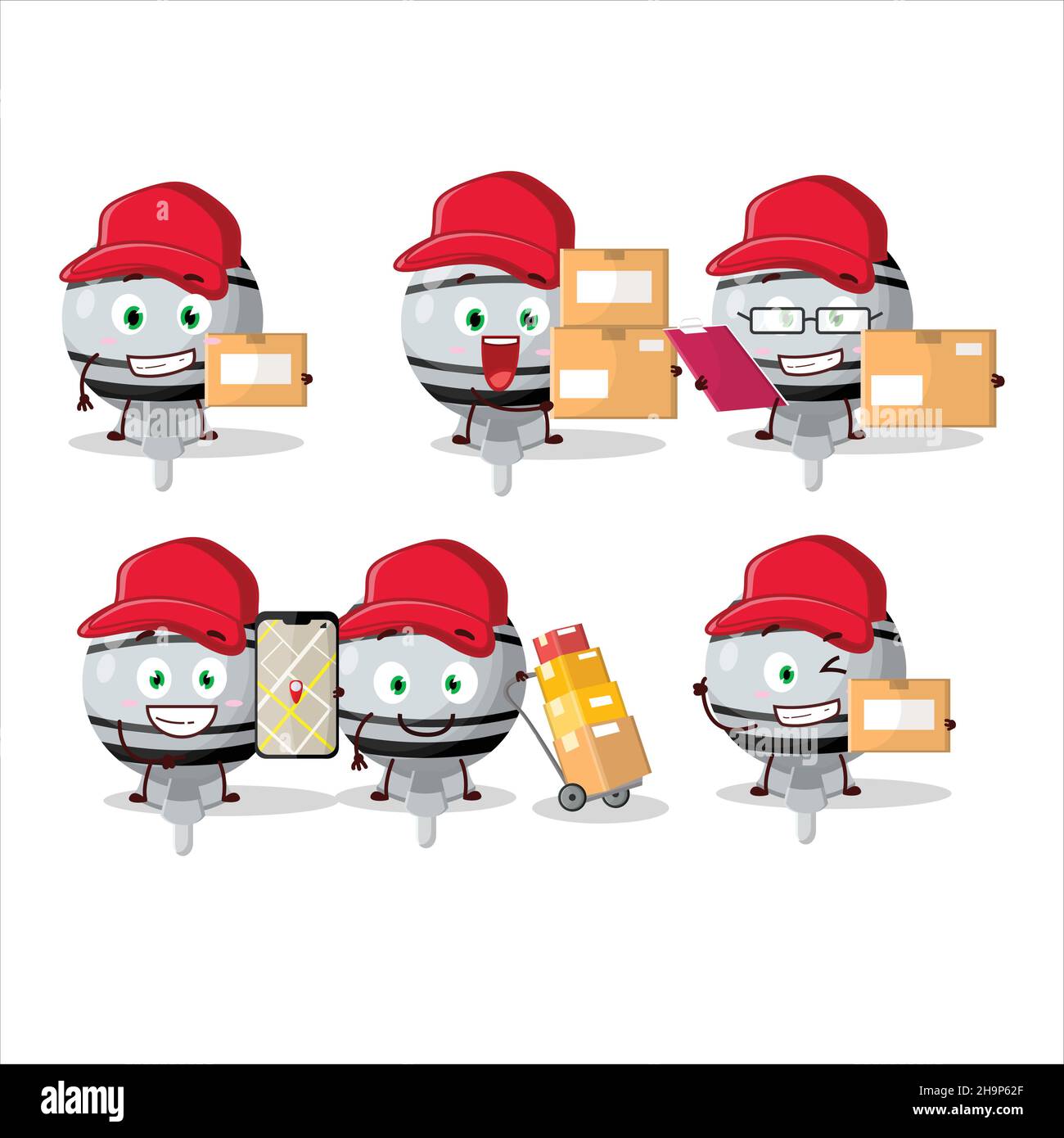 Cartoon character design of white lolipop wrapped working as a courier ...