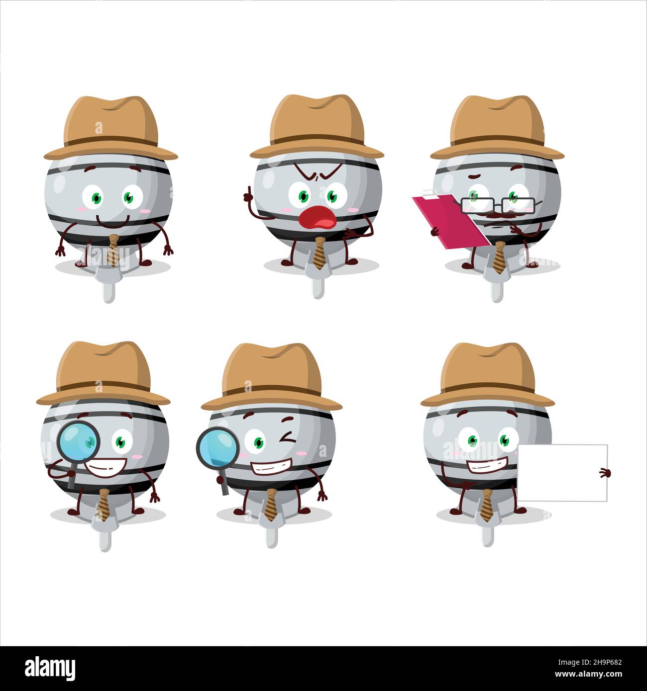 Detective white lolipop wrapped cute cartoon character holding ...
