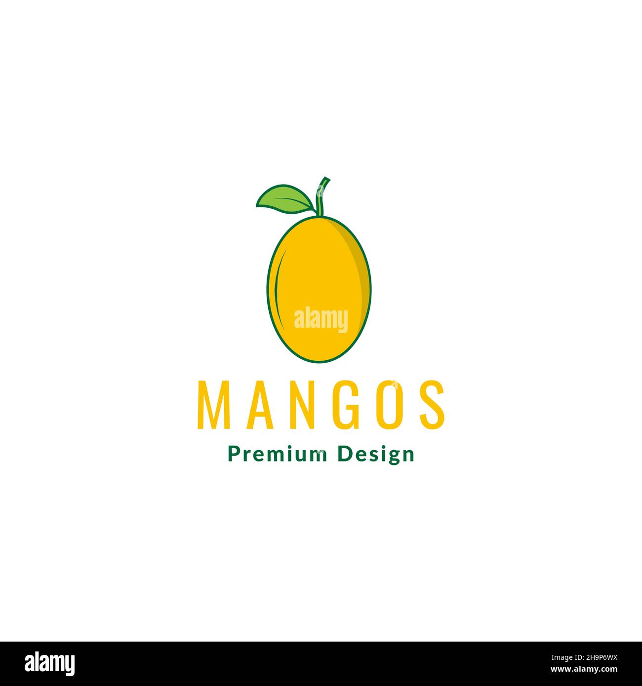 fresh fruit mango orange line green logo symbol icon vector graphic ...