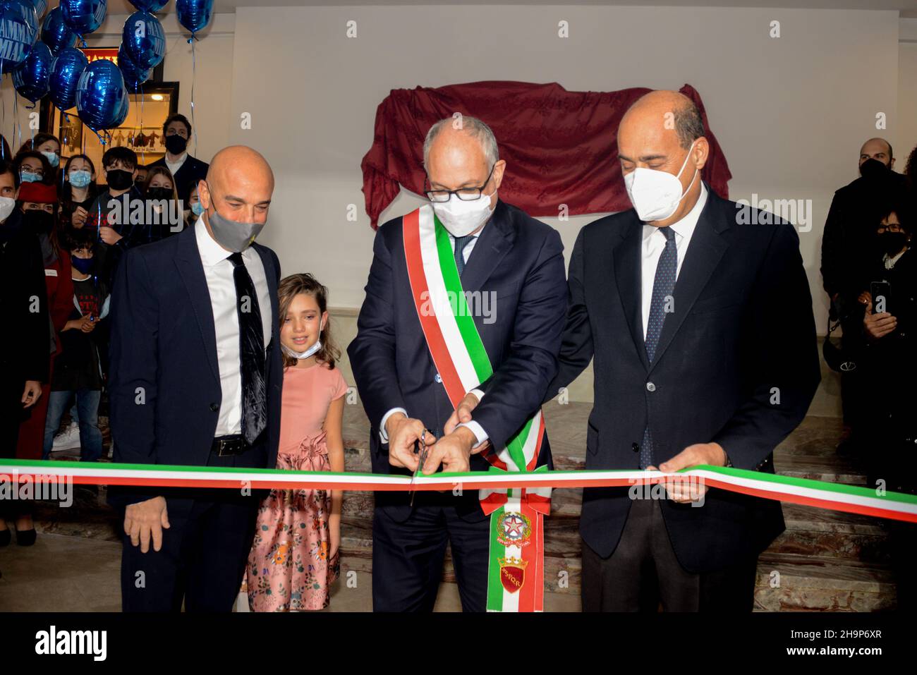 Rome, Italy. 07th Dec, 2021. The ribbon cutting with (from left ...