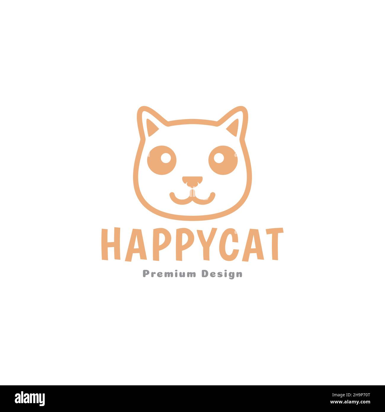 line cute animal cat smile head face logo symbol icon vector graphic ...