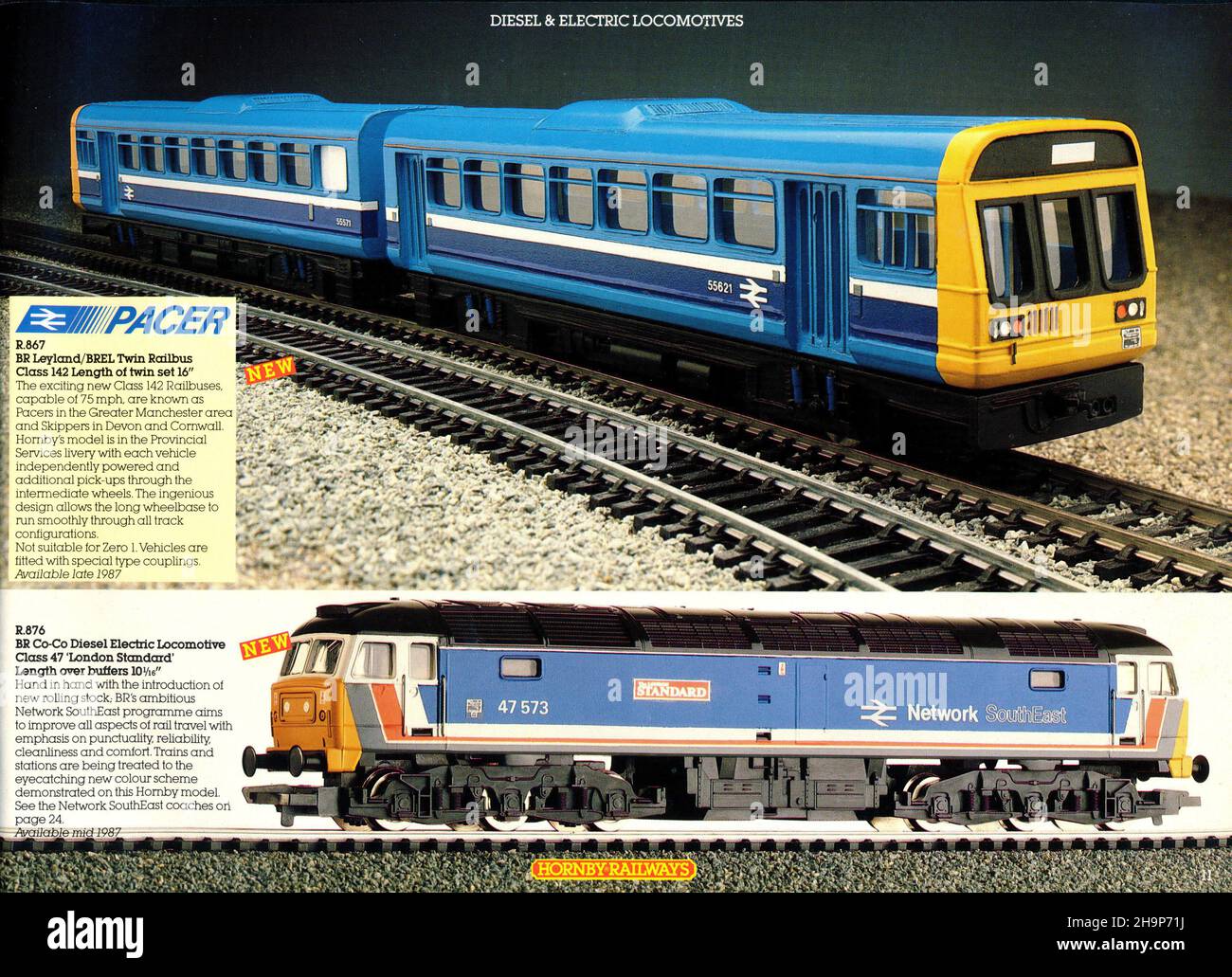 Page of a 1987 Hornby model railway catalogue featuring Pacer trains ...
