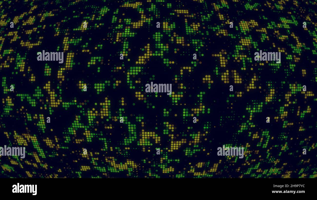 Digital abstract curved background made of randomly arranged dots - 3D ...