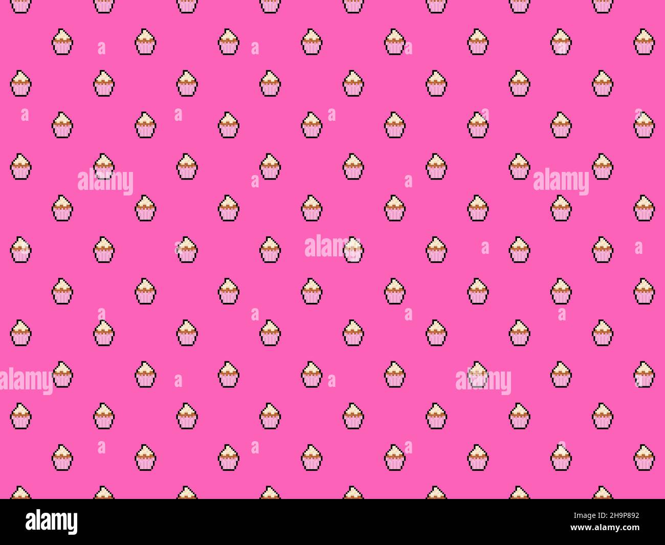 Pixel 8 bit gaming cup cake background - high res seamless pattern ...