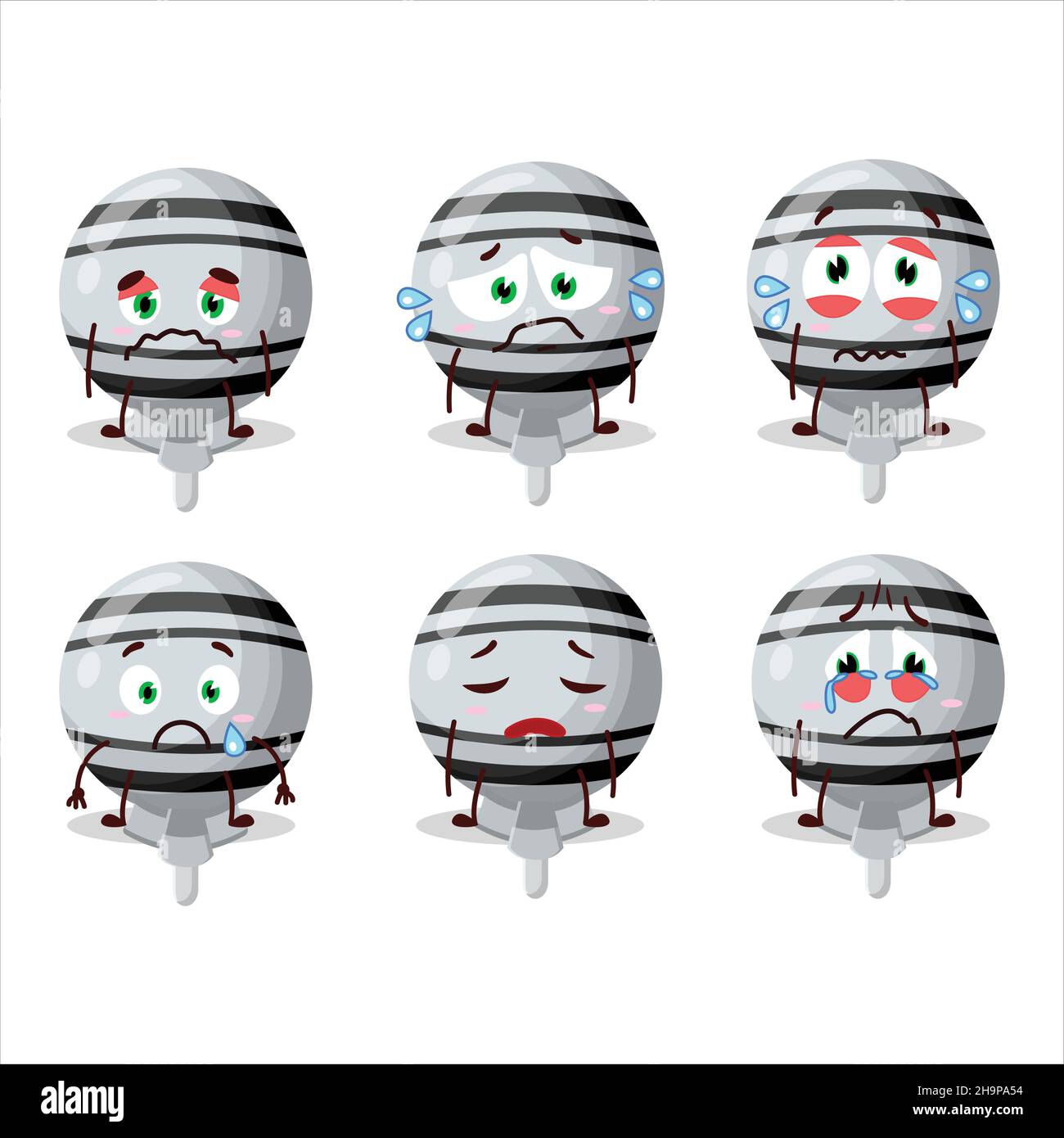 White lolipop wrapped cartoon character with sad expression. Vector ...