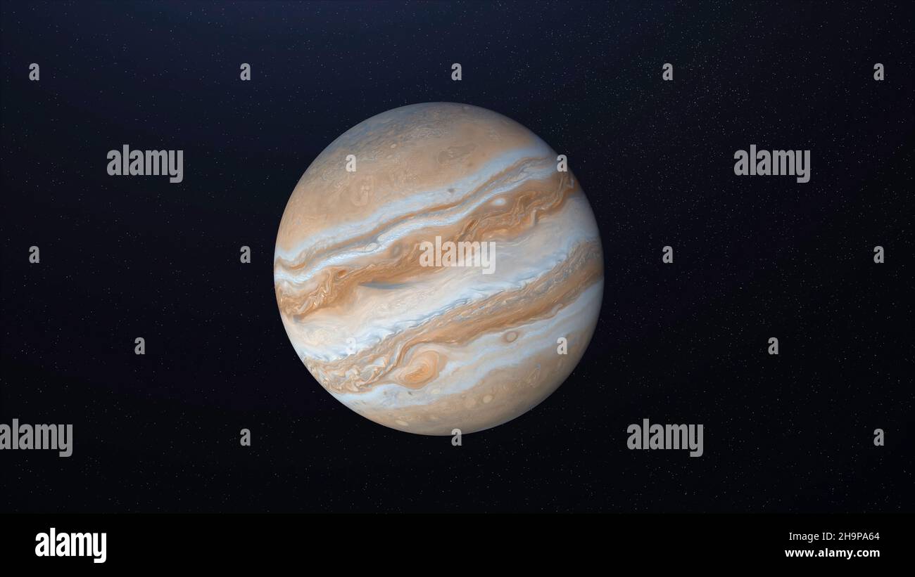 Abstract animation of beautiful planet Jupiter. Animation. Rotating ...
