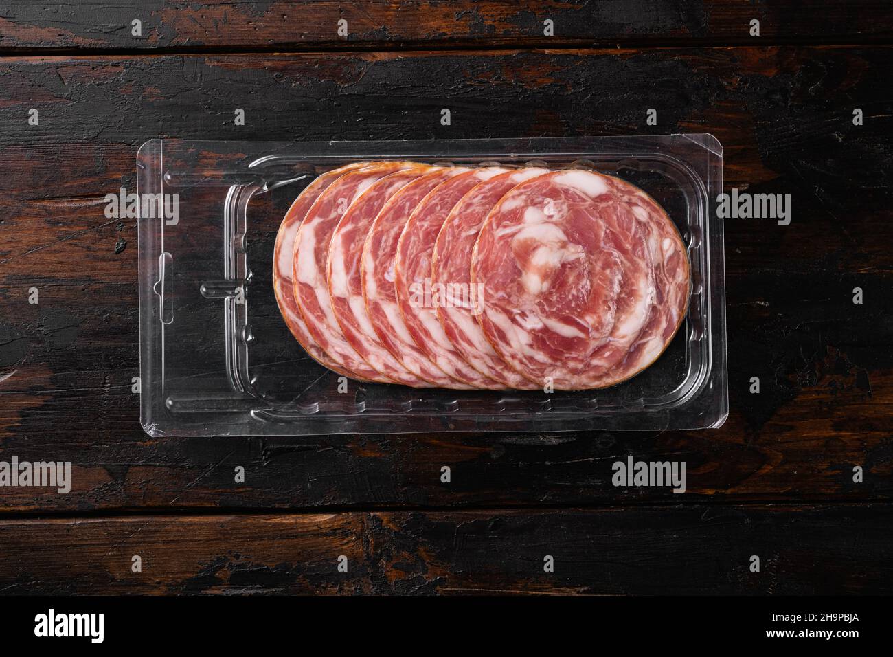 Jamon Serrano traditional Spanish cuisine cured pork meat pack set, on ...