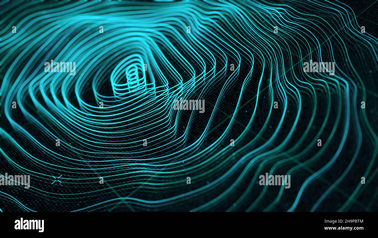 Abstract animation of digital surface map. Animation. Neon gemetric map ...