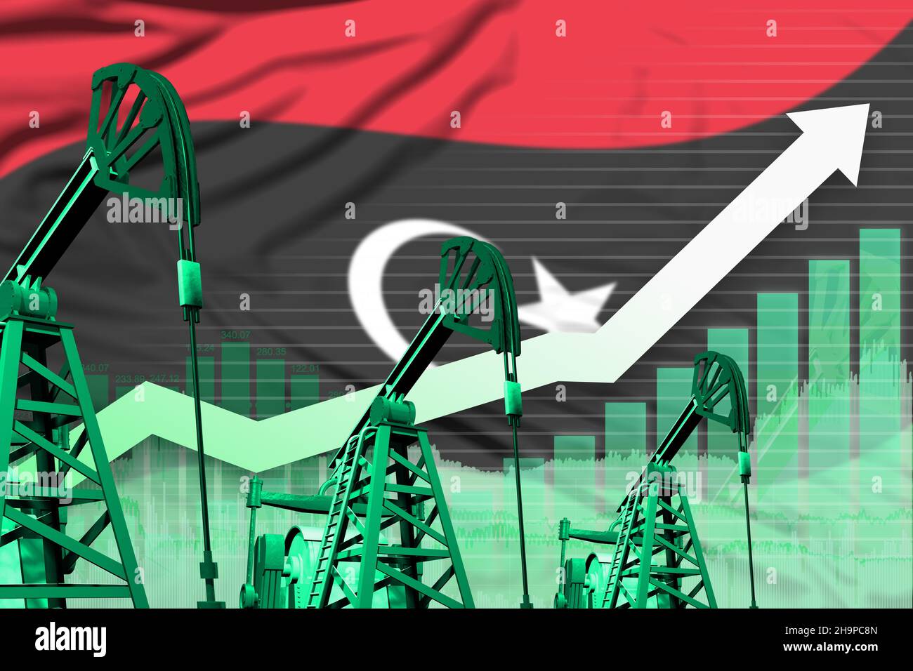Libya oil industry concept, industrial illustration - rising up chart ...