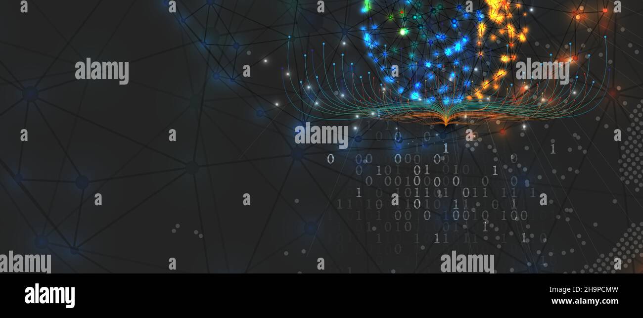Neural network concept. Connected cells with links. High technology process. Abstract futuristic ...