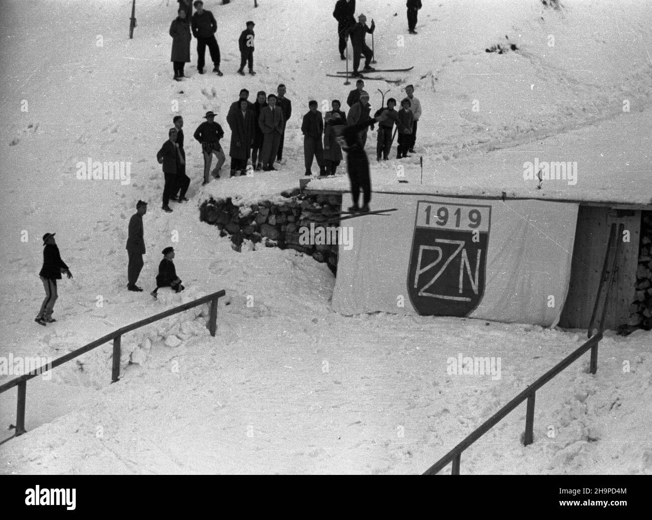 Zakopane, 1949-02-20. Konkurs skoków na Wielkiej Krokwi, zorganizowany ...