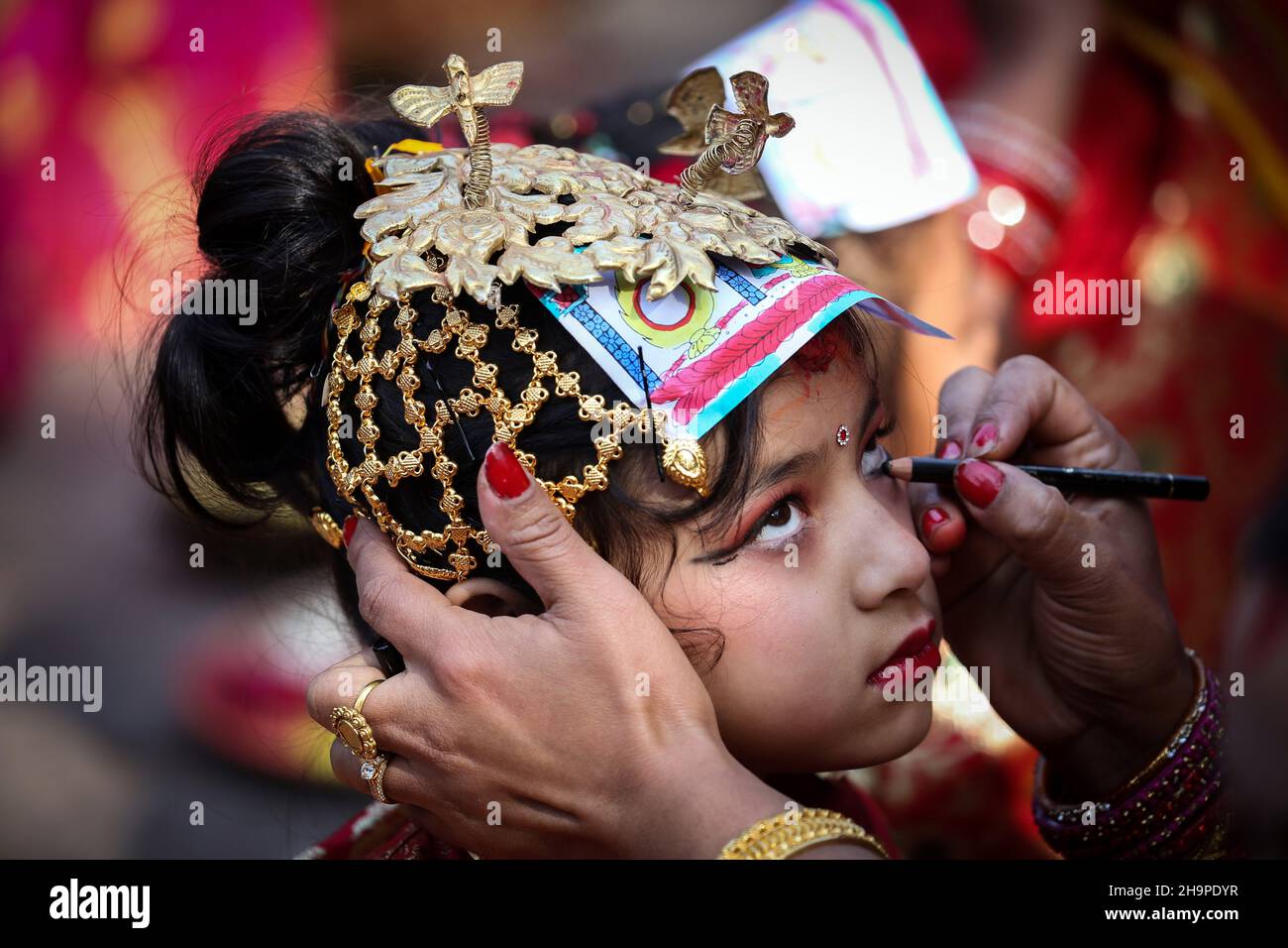 Lalitpur, Bagmati, Nepal. 8th Dec, 2021. A small girl from Newar ...