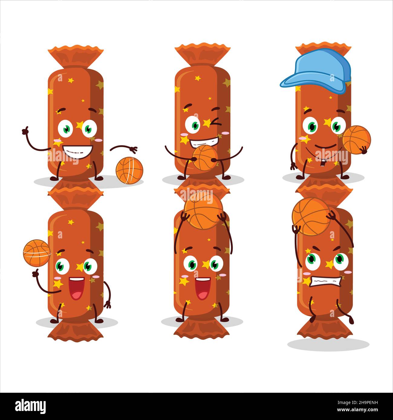 Talented orange long candy package cartoon character as a basketball ...