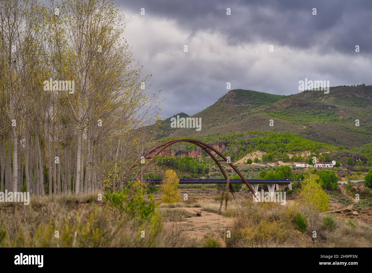 Beautiful autumn view with the Vicaria bridge in Yeste, Spain Stock ...