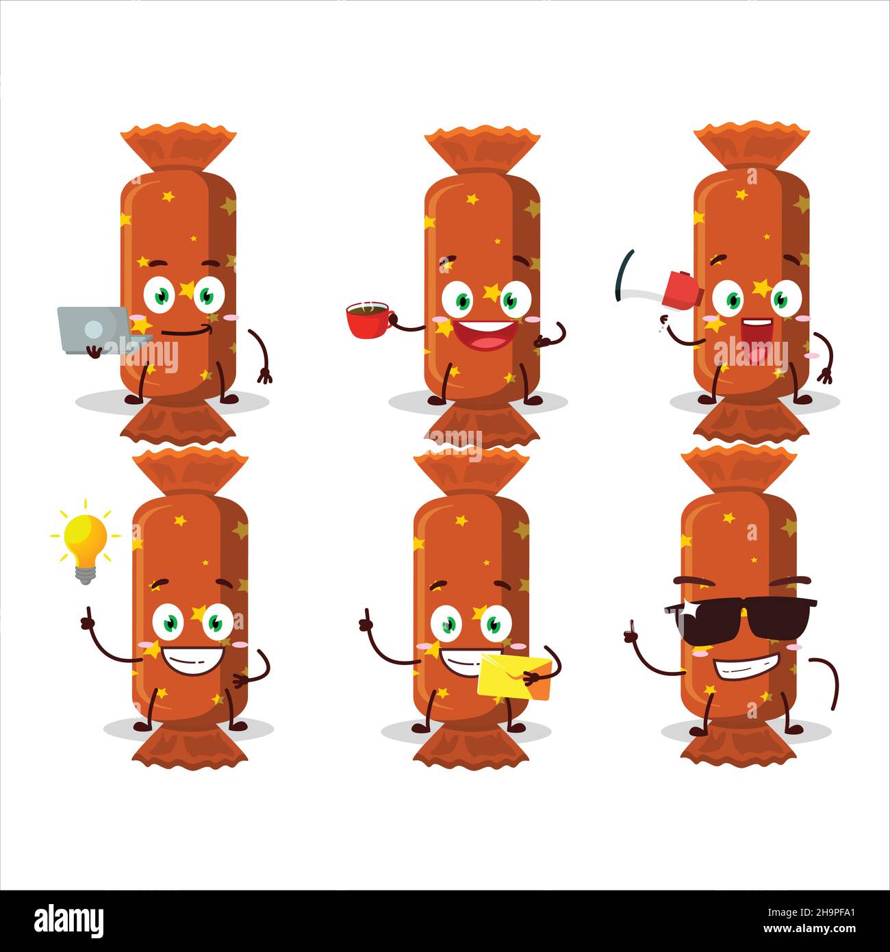 Orange Long Candy Package Cartoon Character With Various Types Of