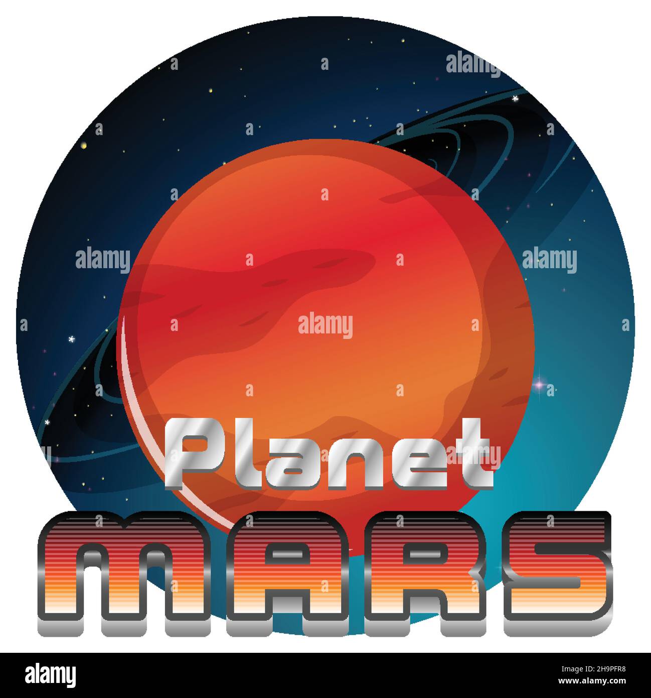 Planet Mars word logo design with Mars planet illustration Stock Vector ...