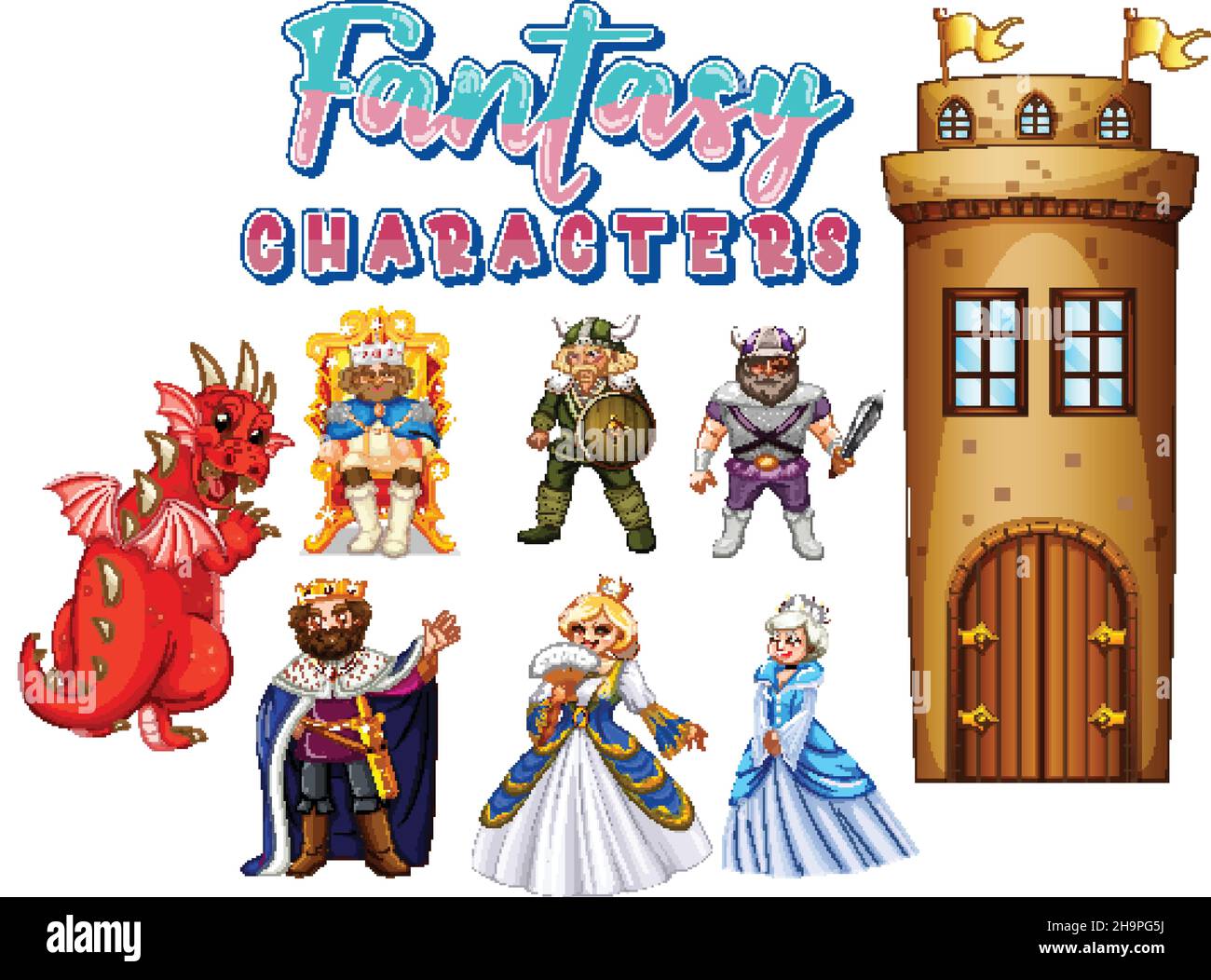 Fantasy cartoon characters set illustration Stock Vector Image & Art ...