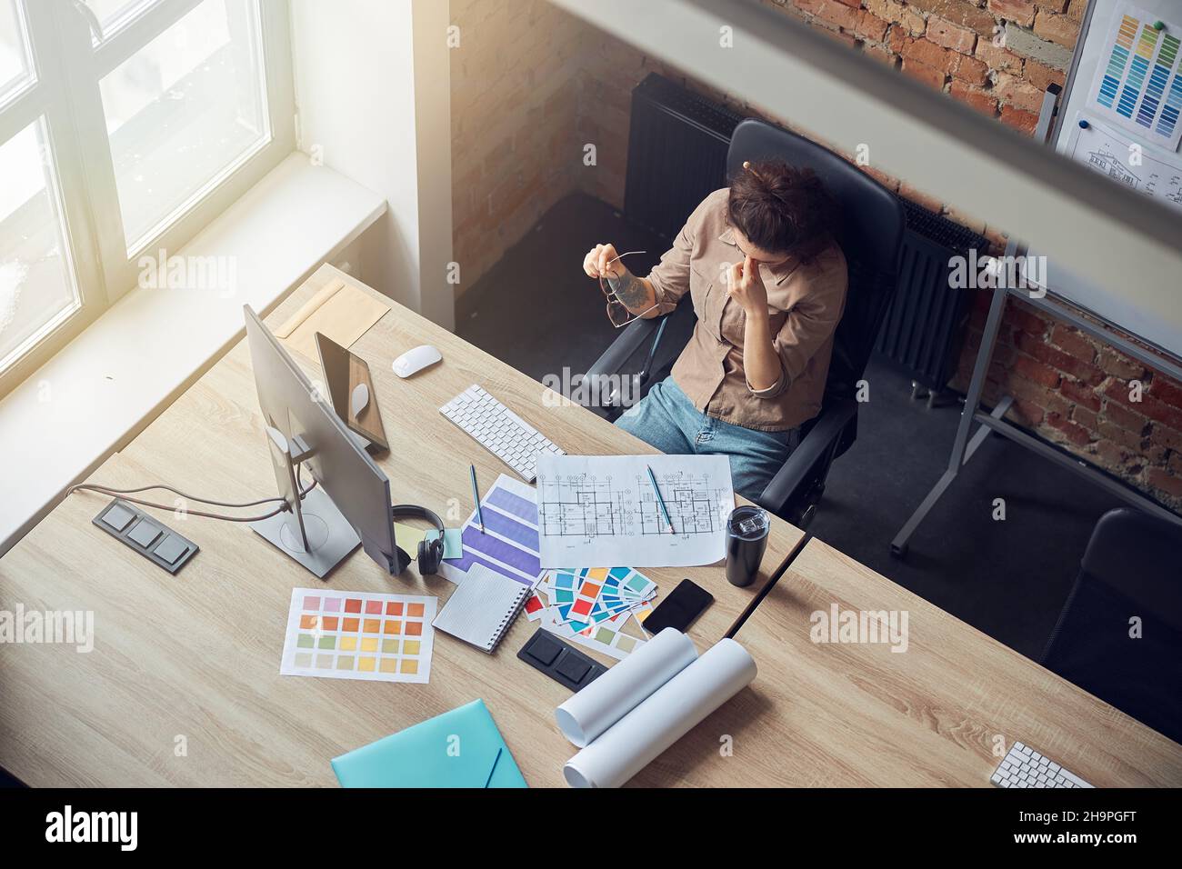 Tired female construction hi-res stock photography and images - Alamy