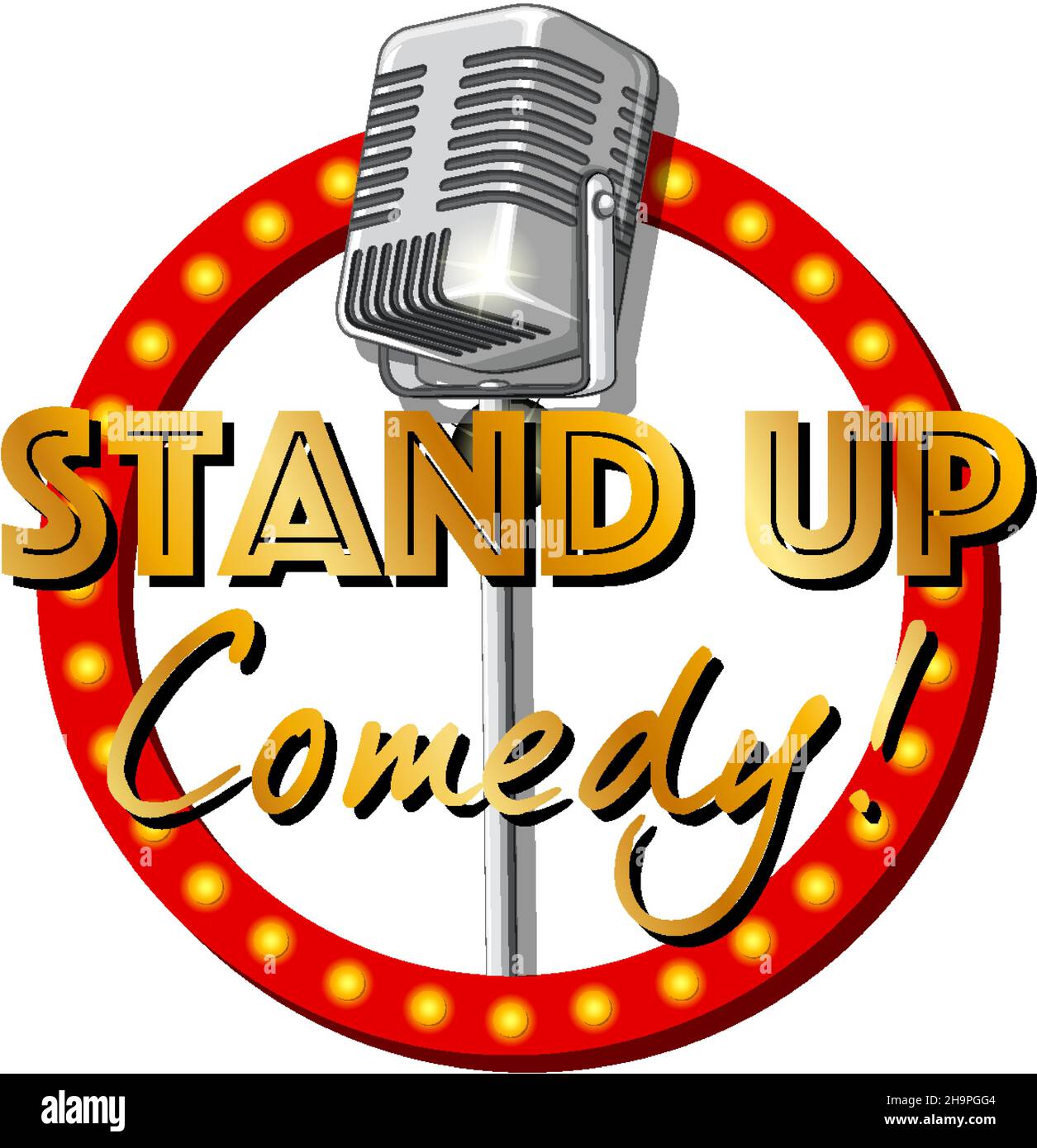 Stand Up Comedy banner with vintage microphone illustration Stock ...