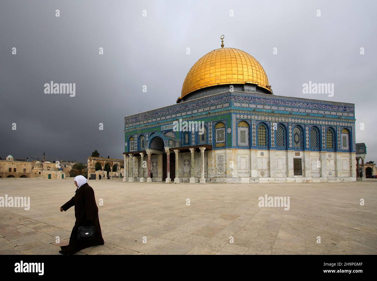 Mosque of Al-aqsa (Dome of the Rock) in Old Town. There are many ...