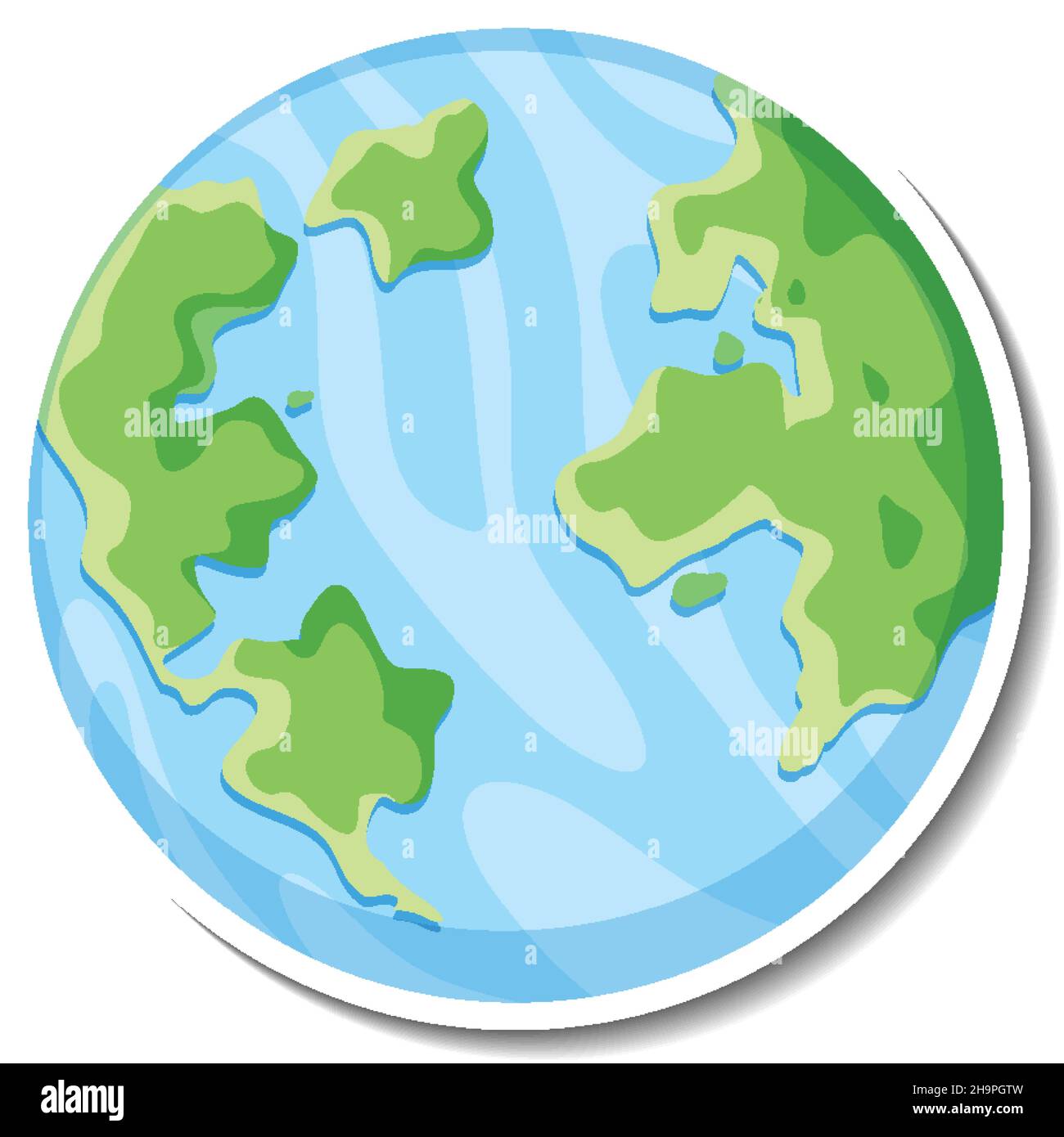 Earth globe cartoon sticker on white background illustration Stock ...