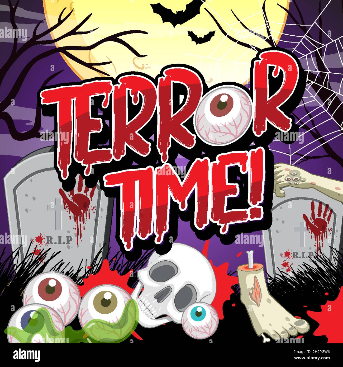 Halloween poster with terror time word logo illustration Stock Vector ...