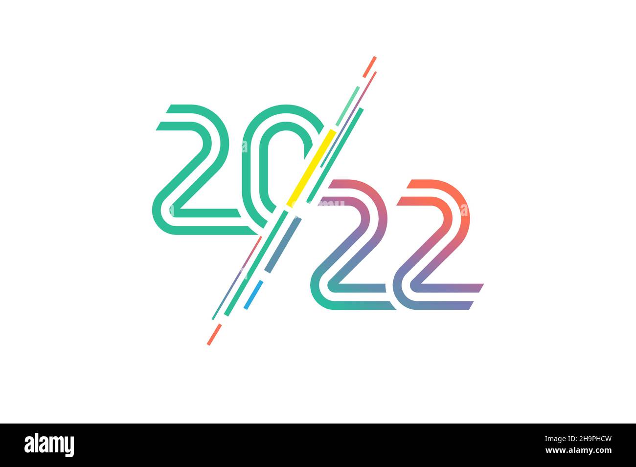 2022 colorful line numbers logo. Vector calendar cover design for New ...