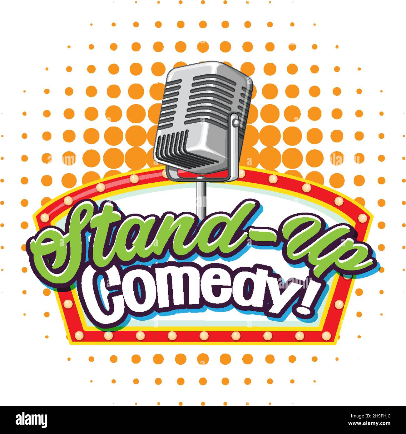 Stand Up Comedy banner with vintage microphone illustration Stock ...