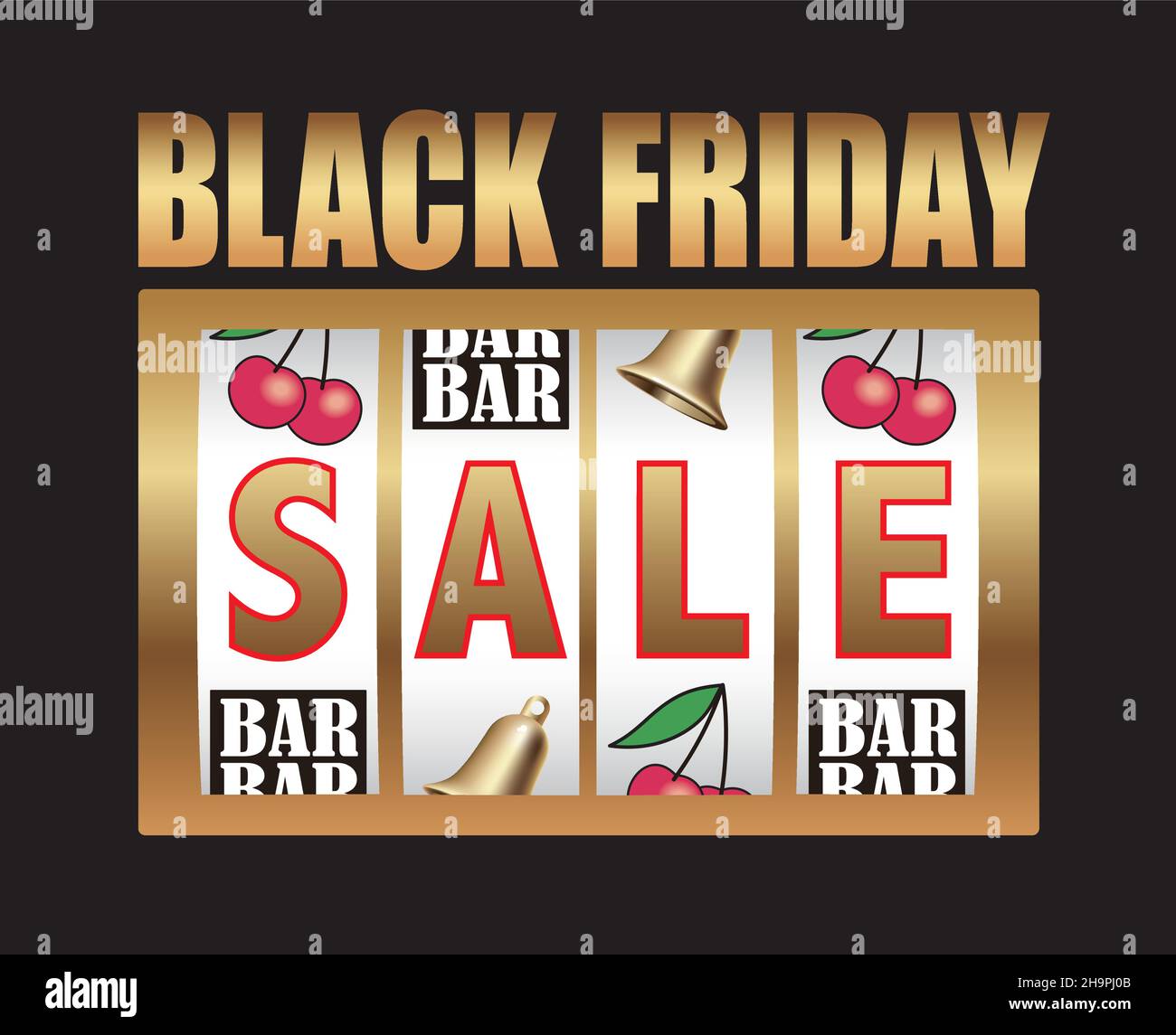 Black Friday Sale Vector Symbol With A Coin Machine Display On A Black ...