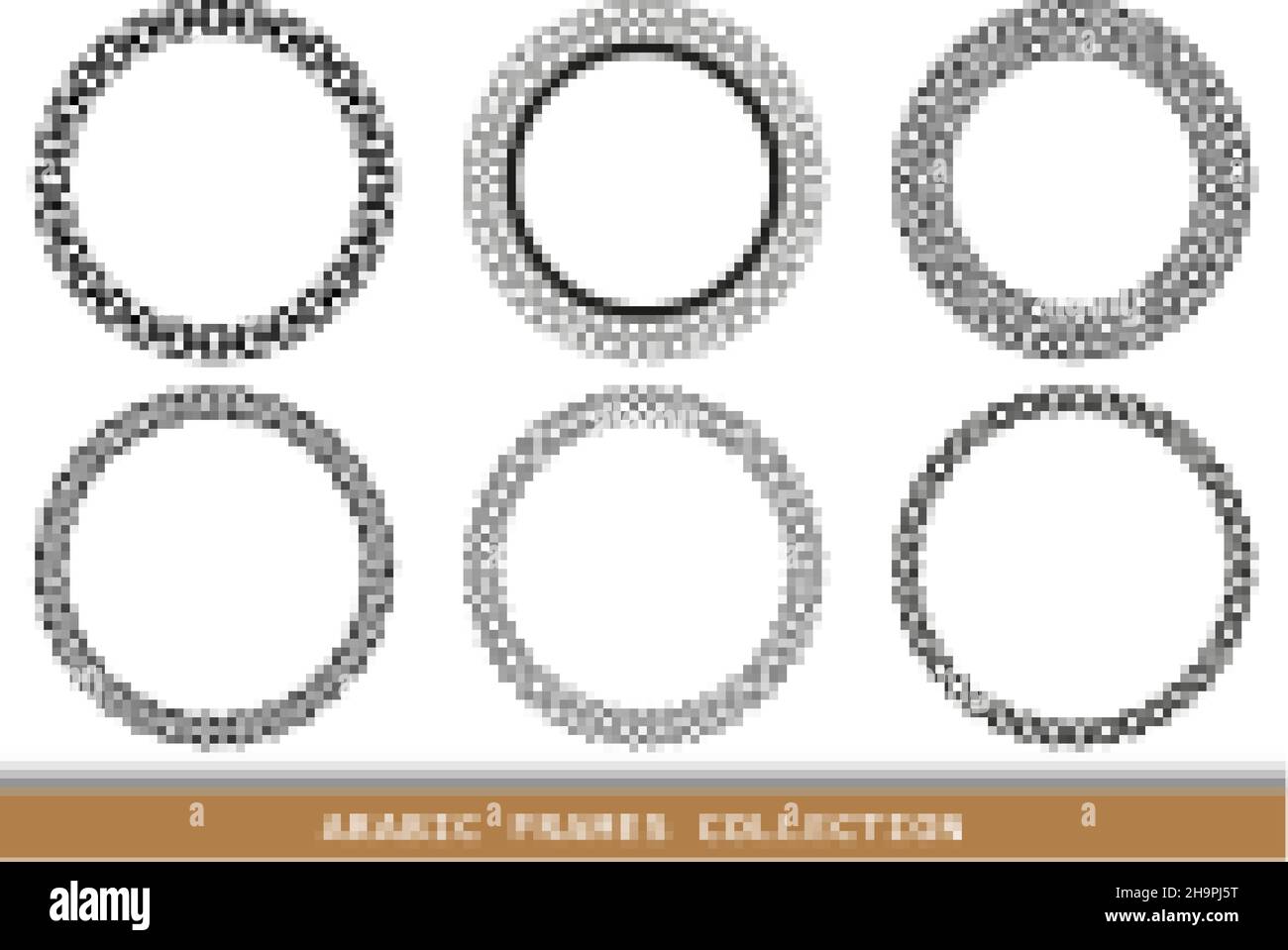 Arabic geometric round patterns set. Borders, frames. Vector ...