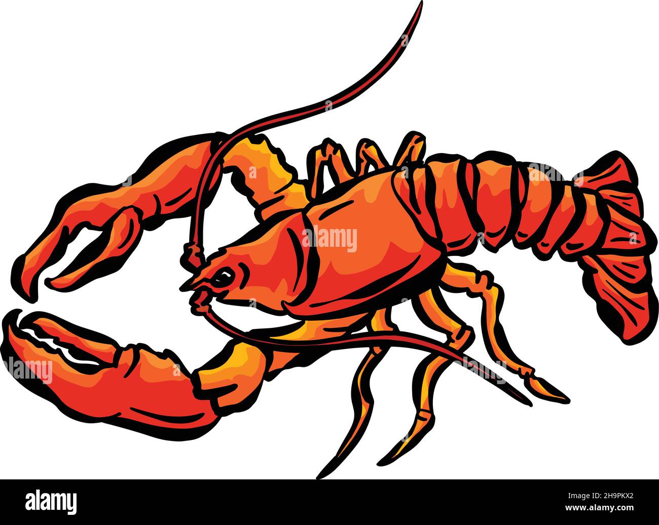 Cartoon Crustacean Shrimp Lobster Fish Vector Illustration Stock Vector ...