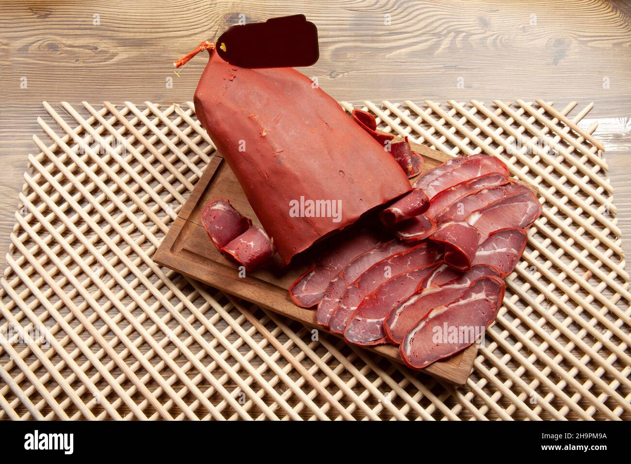Beef pastrami sliced. Turkish bacon, pastrami ( kayseri pastirma Stock ...