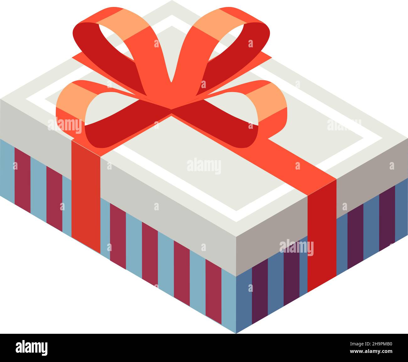 Elegant striped gift box with red ribbon knot Stock Vector Image & Art ...