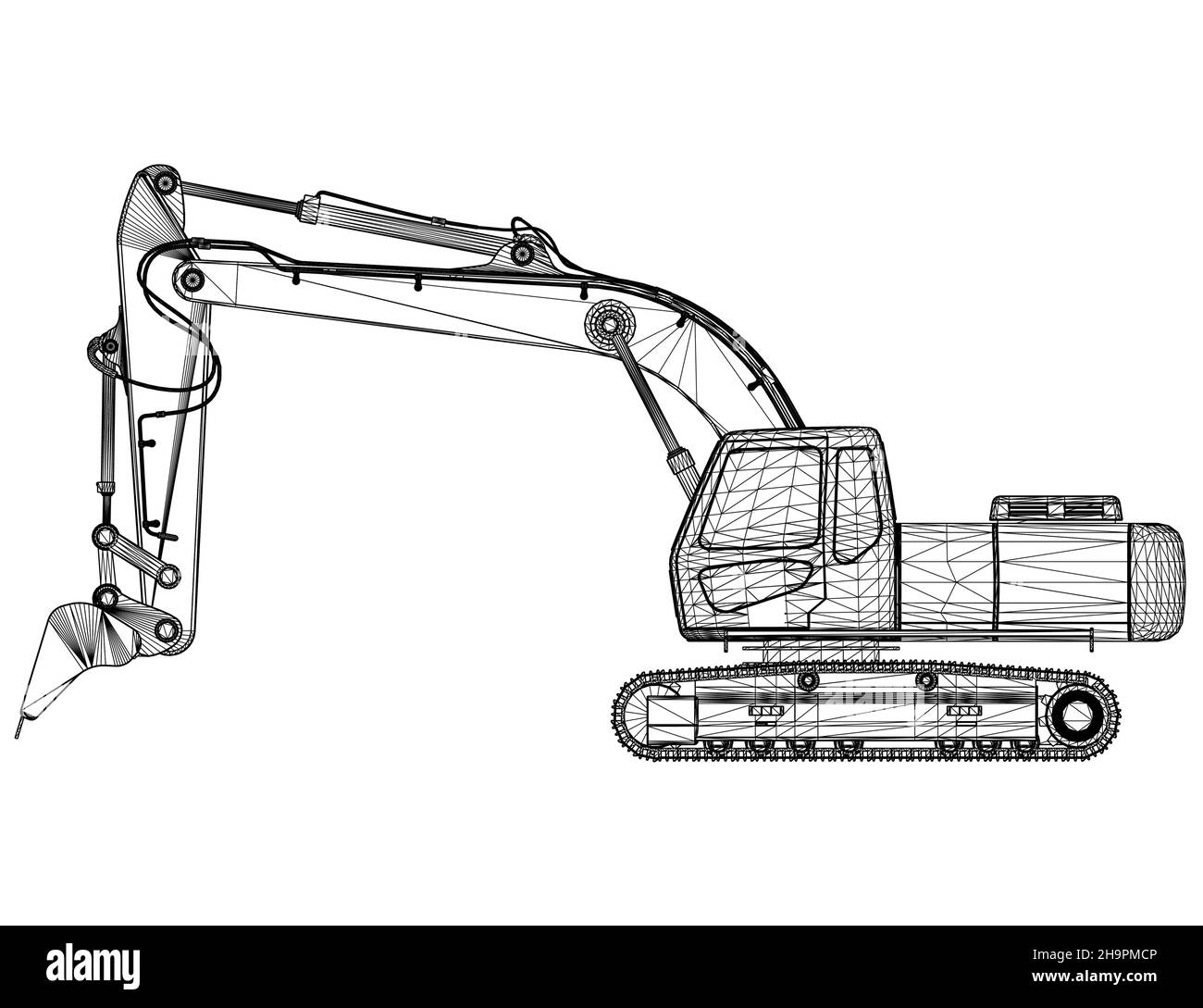 Autocad Drawing Of A Backhoe