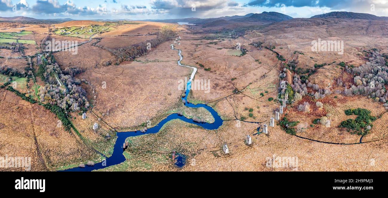 Aerial view of the Owencarrow Railway Viaduct by Creeslough in County ...