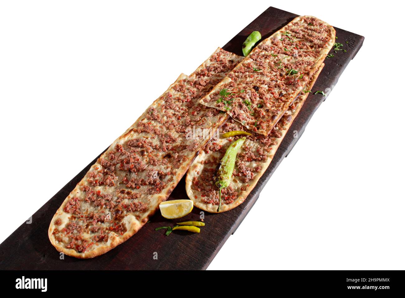 Turkish traditional minced meat pide. Turkish pizza, Etliekmek Stock ...